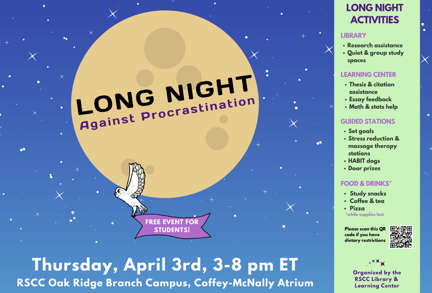 News: Apr 3: Long Night Against Procrastination at Oak Ridge Campus ...
